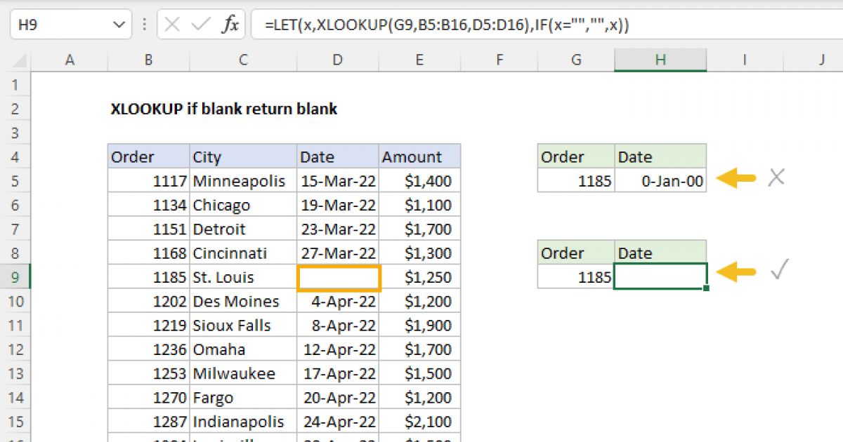 XLOOKUP Return Blank If Blank Excel Formula Exceljet